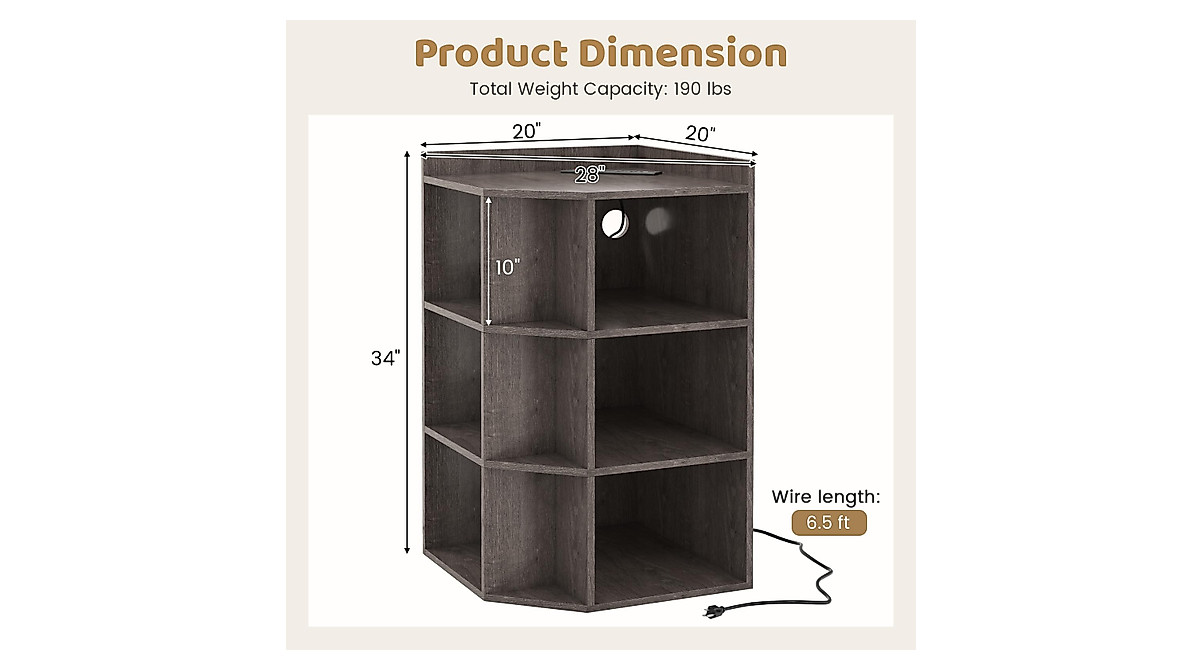 Byroce 9 Cube Corner Cabinet - Space-saving Storage & Charging Station