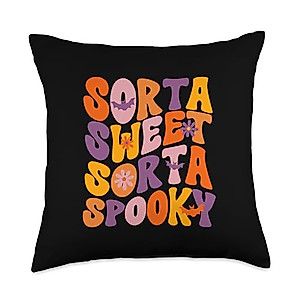 Cute Halloween Costume by SMP Sweet Sorta Spooky Groovy Retro Halloween Costume Throw Pillow, 18x18, Multicolor
