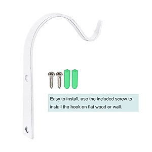 MECCANIXITY Iron Wall Hooks Hanging Bracket 4 Inch Indoor Outdoor for Hanging Lanterns Plants and Lights (White, Pack of 2)