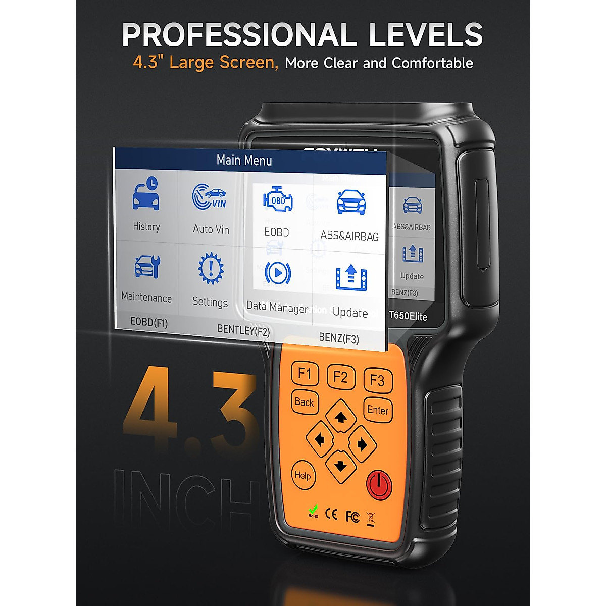 FOXWELL NT650 Elite OBD2 Scanner, 25 Resets, ABS SRS Scan Tool, ABS Bleeding SRS Airbag Bidirectional Code Reader, Oil SAS BRT EPB TPS Injector Car Diagnostic Tool, NT630 Plus Upgrade