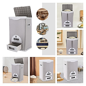 KIOPOWQ Rice Dispenser, Auto Rice Dispenser Rice Storage Container Stainless Steel Rice Organization, Perfect for Rice Cooker, 15kg/33lb, Silver