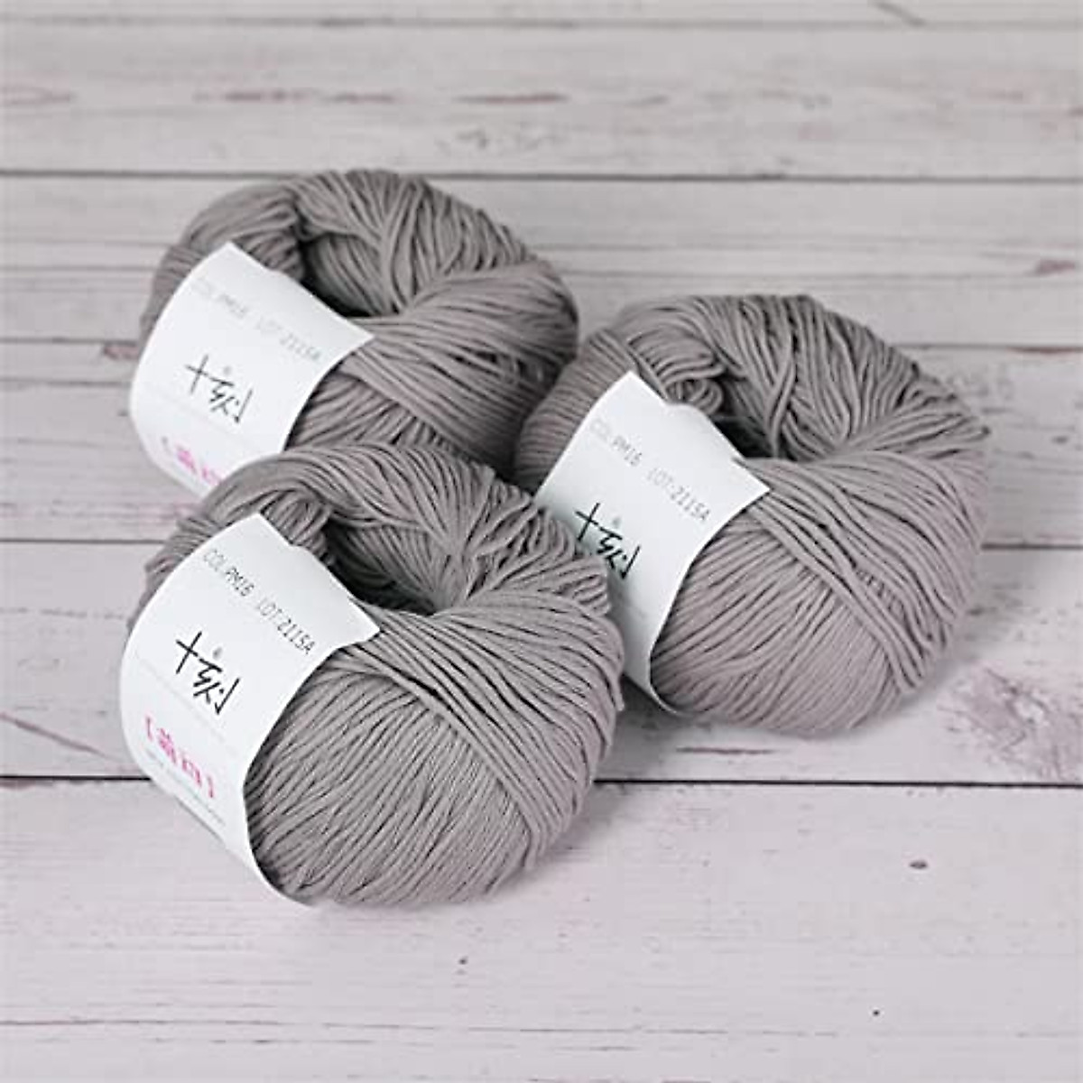 SHIKE Sprout,100% Long-Staple Cotton Yarn,3 Skeins Soft Baby Fingering Weight for Crochet&Knitting Yarn,Per Skein 50g/162yards (Phantom Grey)