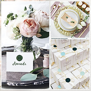 80 Pieces Wax Seal Stickers Envelope Seal Stickers Wedding Invitation Envelope Seals Self Adhesive Stickers for Christmas Birthday Bridal Shower Party Presents Supplies (Green Series)