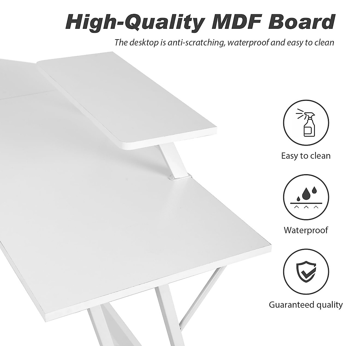 PayLessHere L Shaped Desk Corner Gaming Desk Computer Desk with Large Desktop Studying and Working and Gaming for Home and Work Place,White
