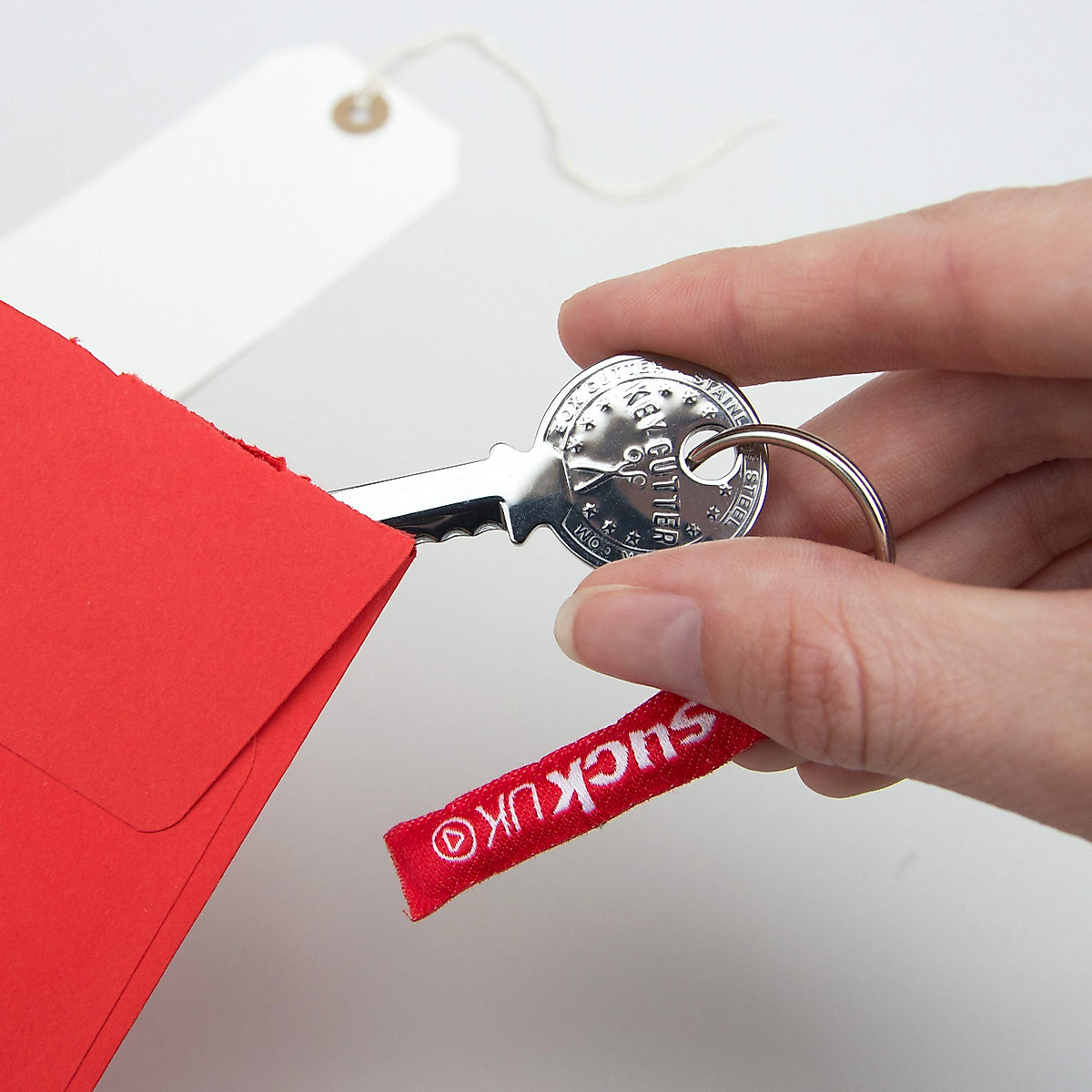 Suck UK Key Ring Box Cutter | Portable Safety Knife | Stainless Steel Cardboard Cutter | Mini Cutter Knife | Safety Knife Cutter Box Opener | Box Knife | Serrated Edge