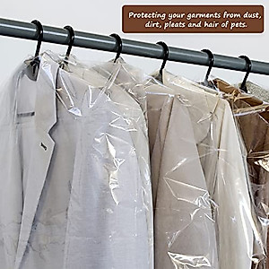 60 Pack Clear Garment Bags Plastic Dry Cleaner Bags, Transparent Clothing Protector Covers Dustproof Clothing Dust Cover for Home Laundry Travel Clothes Storage(23.6 x 70.8 Inch)