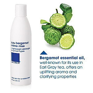 LATHER Yuzu Bergamot Conditioner - Lightweight & Non-Greasy Crème Rinse Formula - Gentle Daily Hair Detangler Conditioner for All Hair Types - Sulfate Free - 8 Fl Oz Bottle