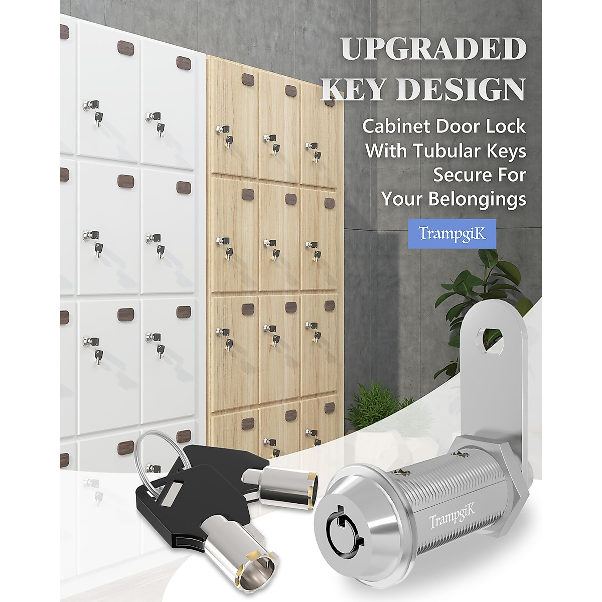 Trampgik RV Storage Locks, 1 1/2” Camper Compartment Storage Door Locks with Keys, for RV Camper Travel Trailer,Drawer Cabinet Toolcart Storage, 1 1/2 Inch 5 Locks with 10 Keyed Alike, Chrome