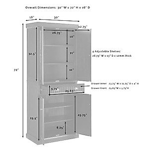 Crosley Furniture Seaside Kitchen Pantry Cabinet - Distressed White