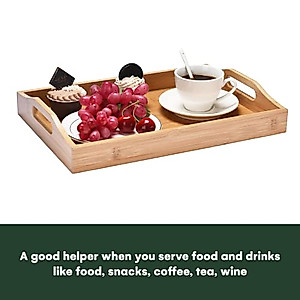 Prosumer's Choice Bamboo Serving Tray with Handles, Set of 3-34x20x6.5cm- S,37x25x6.5cm- M, 41x28x6.5cm- L - Coffee Table Wooden Trays for Home, Restaurant - Nesting Food Tray for Breakfast in Bed