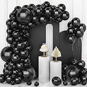 Black Balloons, 106pcs Black Balloon Garland Arch Kit Different Sizes 5 10 12 18 Inch Latex Balloons for Birthday Graduation Wedding Retirement Anniversary Halloween New Year Holiday Party Decorations