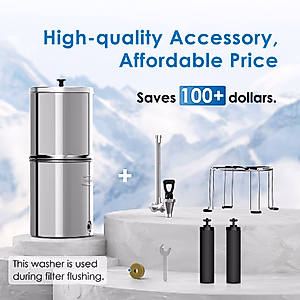 Waterdrop Gravity-fed Water Filter System with 4 Filters, Metal Water Level Spigot and Stand, 2.25G Stainless-Steel System, Reduces Chlorine-King Tank Series