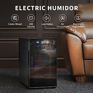 NEEDONE Electric Cooler Humidor, 23L 150 Counts Capacity, with Spanish Cedar Wood helves & Drawer Electronic Humidor Gift for Men