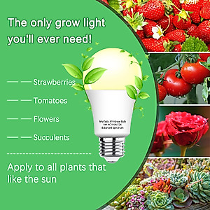 3 PACK Grow Light Bulb Indoor Grow Light,A19 Full Spectrum Plant Light bulb,E26 110V 9W Grow Bulb Replace up to 100W, Plant Light Bulb for Indoor Plants, Flowers, Greenhouse, Indore Garden, Hydroponic