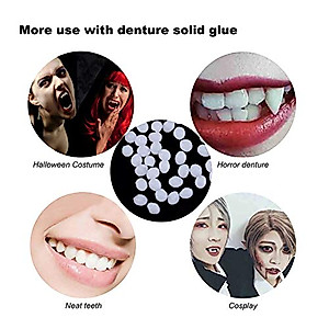 Gustum 3 Different Vampire Fangs Teeth with 1 Tube Teeth Pellets Adhesive, 3 pairs Fairy Pixie Elf Ears, Halloween Horror Party Cosplay Costumes Accessory Prop Decoration
