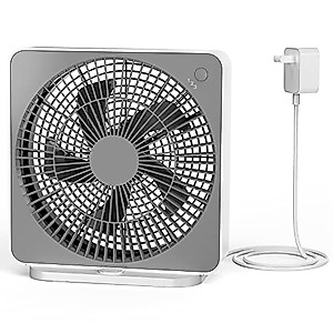 PELANZENHAU 10" Small Box Fan, Small Window Fan Powered by AC Adapter, 3 Powerful Speeds with Aromatherapy, One-Button Control Square Fan for Air Circulating at Home, Office