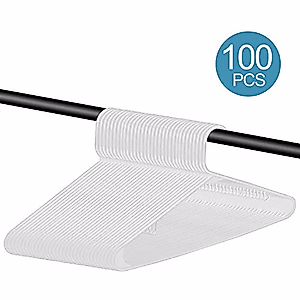 HomGarden Standard White Plastic Hangers, 100 Pack Plastic Tubular Clothes Hangers Adult Clothing Hangers