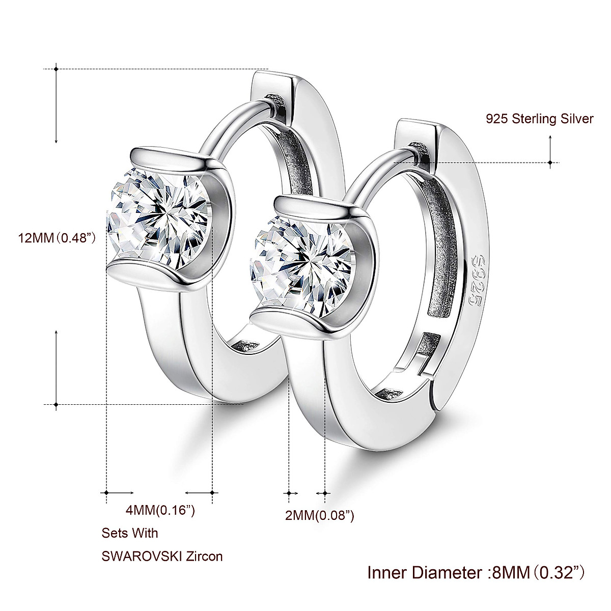 Sllaiss Sterling Silver Hoop Earrings for Women Small Silver Hoop Earrings Hypoallergenic Earrings