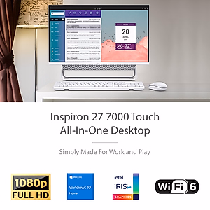 2021 Dell Inspiron 7700 27 All-in-One Desktop, 27" FHD Touchscreen, i7-1165G7, 16GB RAM, 512GB SSD + 1TB HDD, Webcam, WiFi 6, Bluetooth 5, Wireless Keyboard and Mouse, Win 10 Home (Renewed)