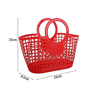 generic Plastic Storage Basket with Handle, Plastic Shopping Baskets Kitchen Fruit Vegetable Storage Basket Portable Shower Bath Baskets(red), AM15SD0EQ90US