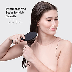 Kitsch Wet Hair Brush Detangling Brush - Soft Bristle Hair Brushes for Women | Straight & Curly Wet Dry Brush | Hairbrush Women for All Hair Types | Hair Detangler Brush | Travel Brush (Black, 1 Pc)