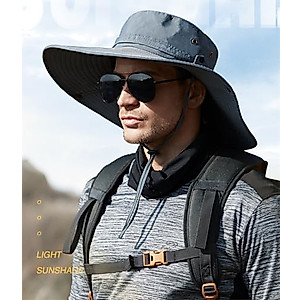 HLLMAN Super Wide Brim Sun Hat UPF 50+ Protection Hats for Mens/Womens Large Bucket hat for Fishing, Hiking, Gardening