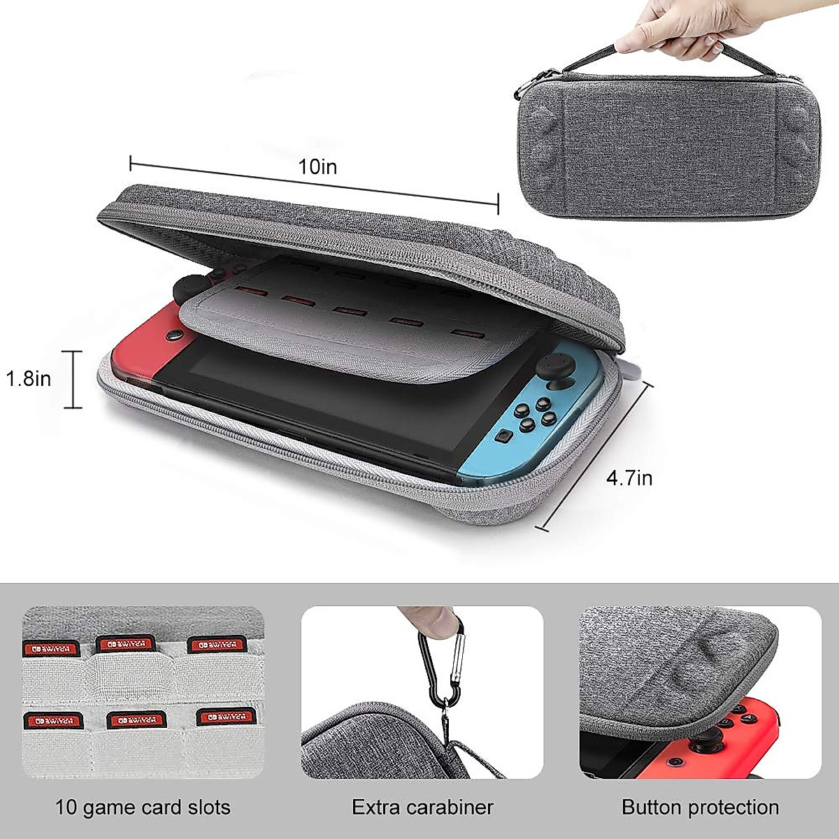Accessories Kit Bundle for Nintendo Switch, 1x carry case,2x Grips kit,2x Steering Wheel,1x crystal case for switch,2x Case for Joy-Con,2x Thumbstick Caps,1x Glass screen protector
