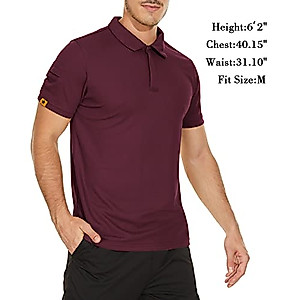 V VALANCH Wine Red Polo Shirts for Men Short Sleeve Summer Collared Golf Polo Athletic Shirts