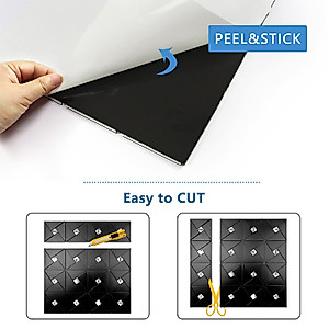 Vamos Tile Peel and Stick Backsplash Tile - Metal Tile Stick on Backsplash for Kitchen and Bathroom Black Windmill Puzzle Glass Mixed Self Adhesive Mosaic Tiles(12"x12"x10 Sheets)