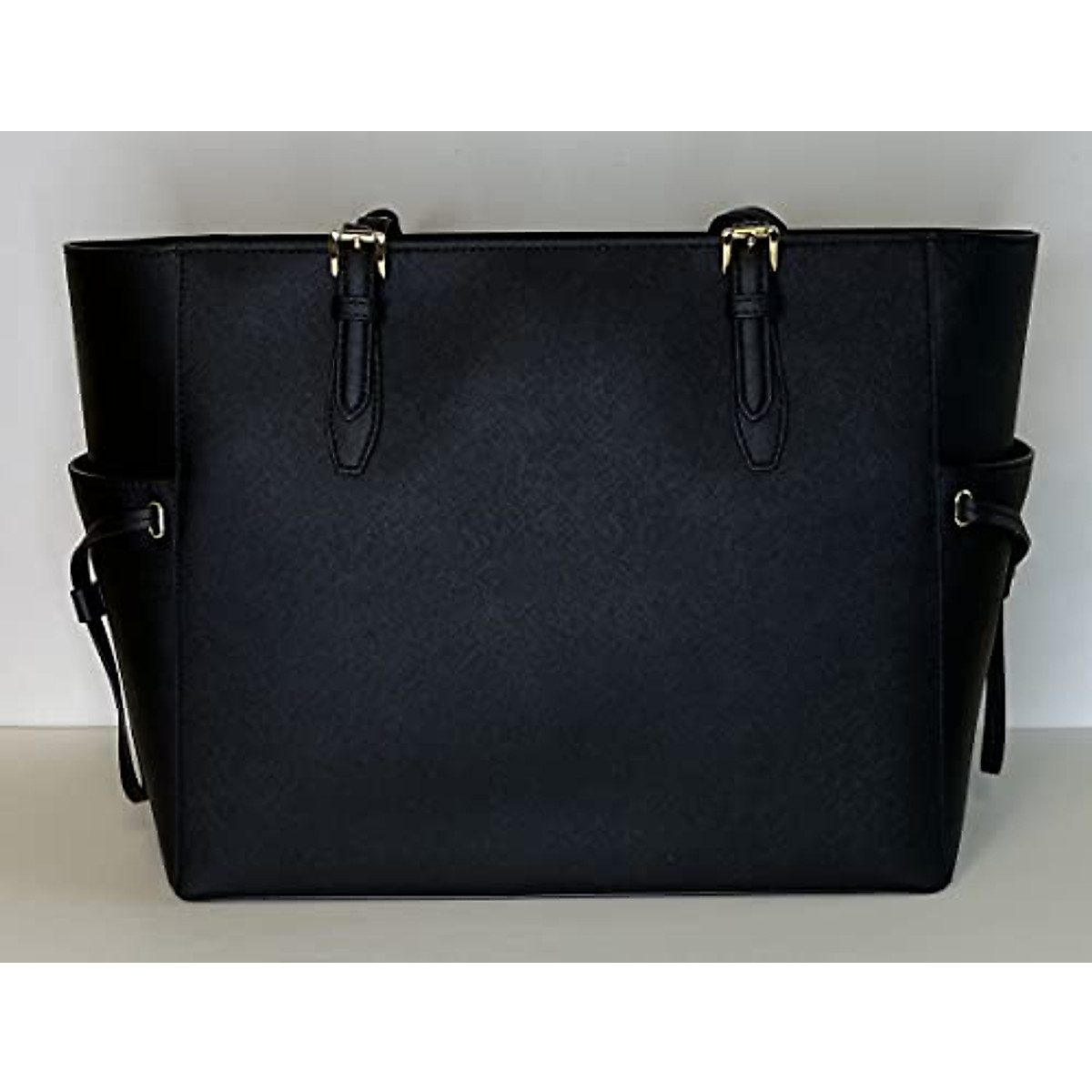 Michael Kors MICHAEL Michel Kors Gilly Large Drawstring Travel Tote bundled with Double Zip Wristlet Purse Hook (Black)