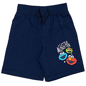 Sesame Street Elmo Grover Oscar The Grouch Baby Boys French Terry 3 Pack Shorts Blue/Grey/Red 12 Months