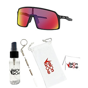 Oakley OO9406 Sutro Sunglasses+ Vision Group Accessories Bundle(Matte Black/Prizm Road (940608), mens