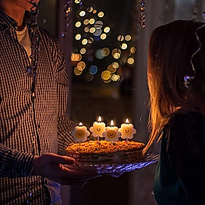 BoKin 4 Pcs Birthday Candles, Smiley Face Happy Birthday Candle for Cake, Sunflower Cake Toppers for Birthday Party Wedding Anniversary Valentines Day Christmas Festival