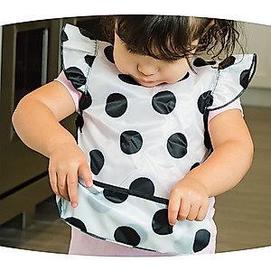 Tiny Twinkle Mess Proof Toddler Bib - Waterproof Baby Apron - Machine Washable - PVC, BPA, & Phthalate Free - Great Travel Bib for Baby Eating - Toddler Food Bibs (French Dot, Large 2-4 Years)
