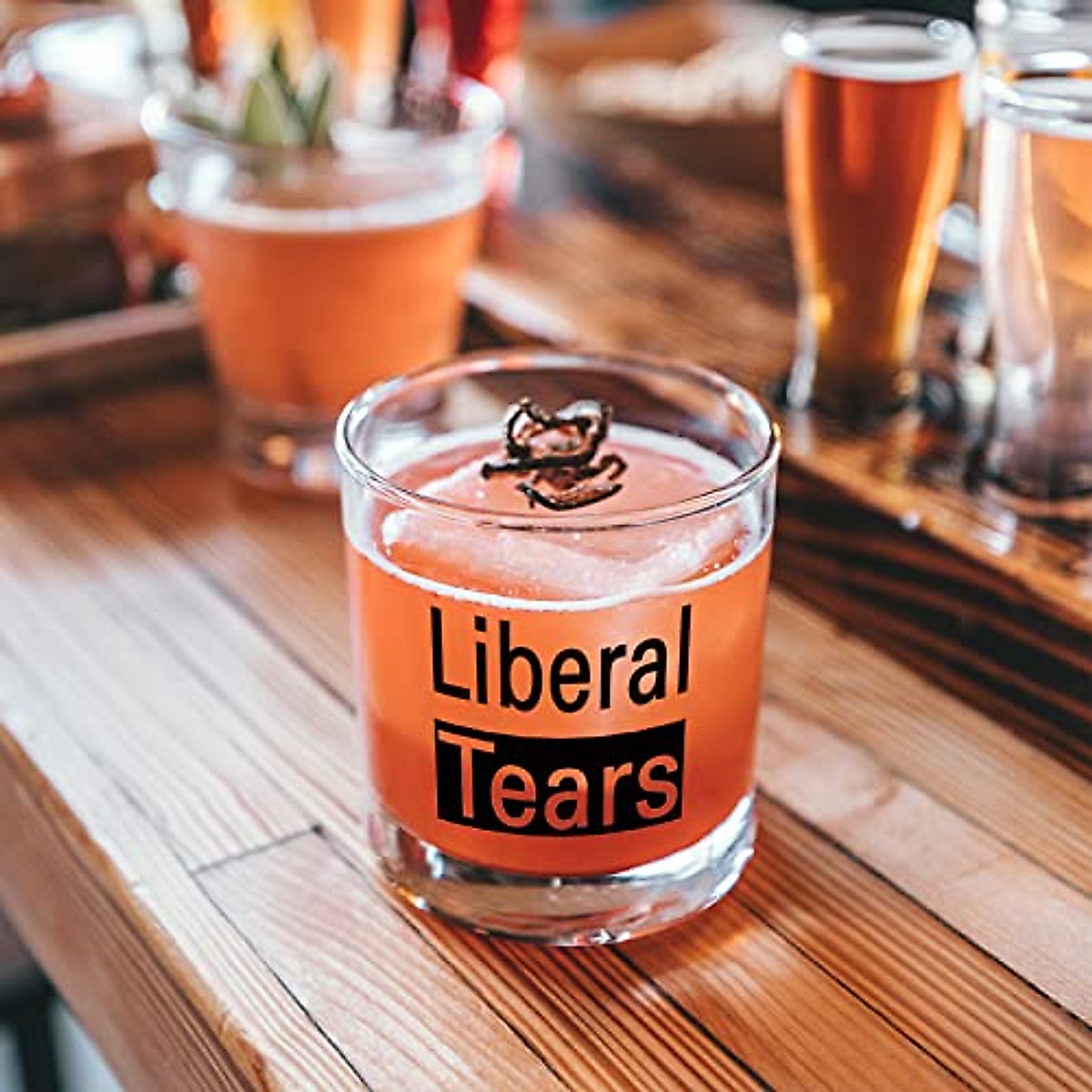 DAZLUTE Funny Liberal Tears Whiskey Glass, Leftist tears, Funny Political Gifts Manly Christmas Trump Gifts for Men Republican Conservative Christmas Birthday, White Elephant Gifts Exchange, 10 Oz