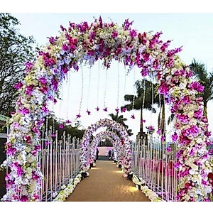 Adorox 7.5 Ft Metal Arch (Two Way Assemble) for Wedding Garden Bridal Party Decoration Arbor (Black)