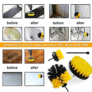 Cleaning Drill Brush Set, 4 Pack Power Scrubber Brush Set, Drill Brush Attachment for Power Drill, mobzio All Purpose Drill Scrubber Brush Kit for Shower, Grout, Bathroom, Floor, Tub, Tile, Kitchen