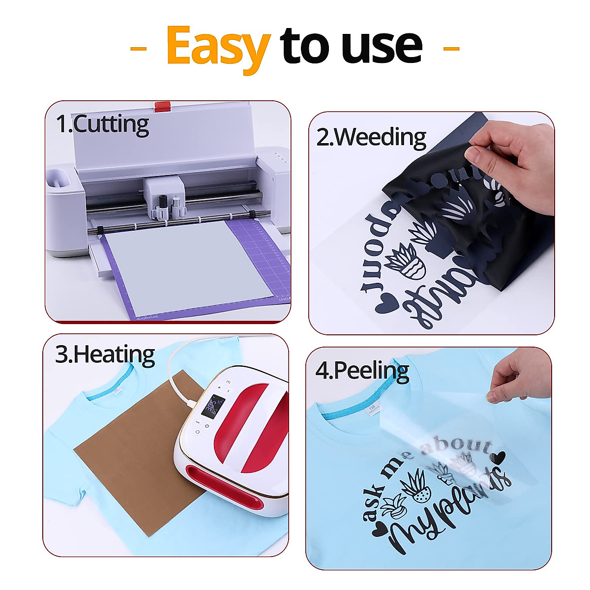 HTV Heat Transfer Vinyl Bundle: 36 Pack 12" x 10" Iron on Vinyl for T-Shirt, 27 Assorted Colors with HTV Accessories Tweezers for Cricut, Silhouette Cameo or Heat Press Machine