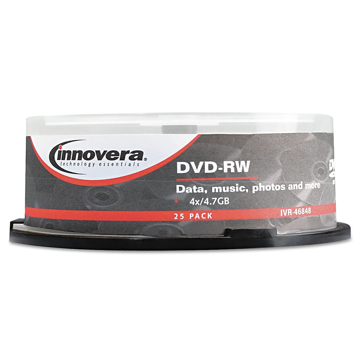 Innovera 46848 DVD-RW Discs 4.7GB 4X Spindle Silver 25/Pack