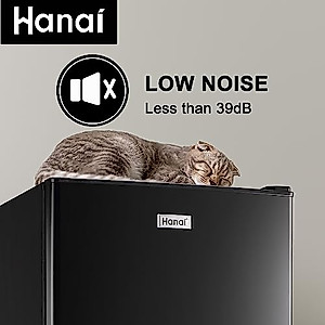 WANAI Compact Refrigerator 3.2 Cu.Ft Mini Black Fridge With Freezer Single Door Mini Refrigerator with 5 TEMP Modes for Dorm Office Bedroom