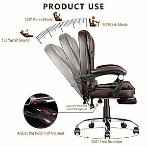 Adjustable Office Chair Swivel Ergonomic Executive Computer Task Desk Seat Chairs Ergonomic Office Chair Leather Executive Chair Computer Chair High Back Lumbar Support Wheels Swivel