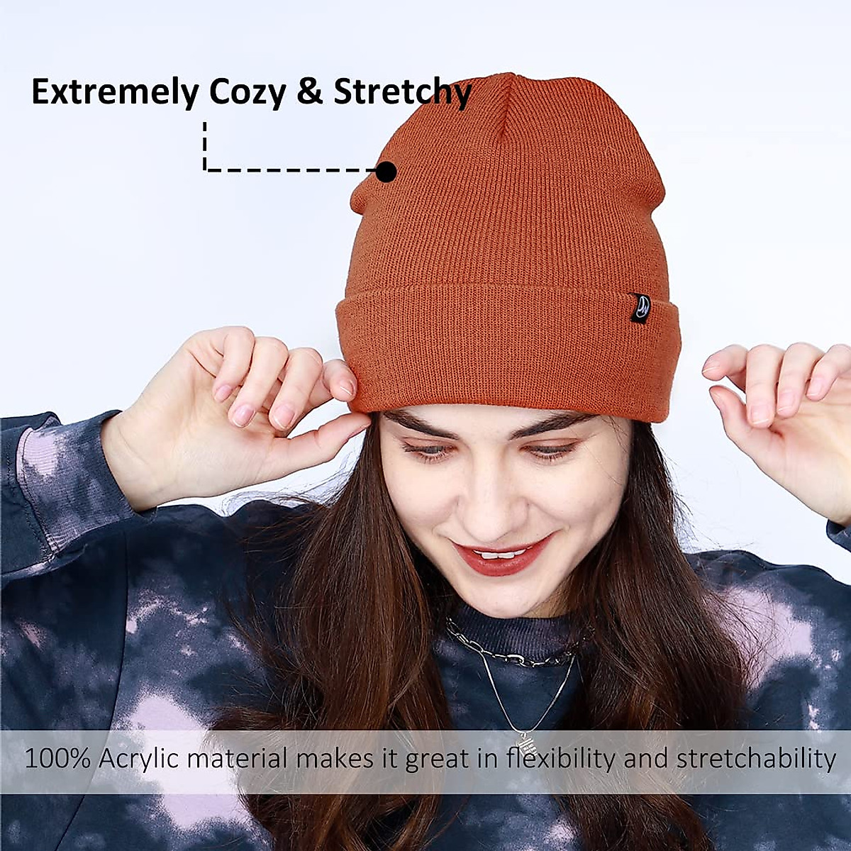 Joywant Knit Beanie Hats for Men Slouchy Acrylic Guys Women Winter Hat Skull Caps All Season Cuffed Unisex Beanies (Caramel)