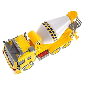 PowerTRC Push & Go Friction Powered Cement Truck Toy with Light and Sound | Realistic Play Mixer Construction Tanker Truck Toy Gift for Boys and Girls