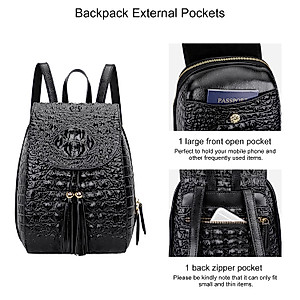 PIJUSHI Small Crocodile Leather Backpack Purse for Women Fashion Casual Backpack Crocodile Bag (B66810 black)