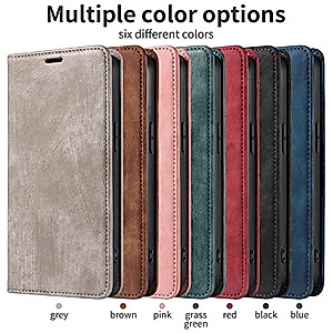 OLOBBIRD Vintage Wallet Stand Phone Case for Samsung Galaxy A70 A50 S A40 A30 A20 E A10, Magnetic Closure Card Holder Back Cover, Business Skin-Friendly Protective Shell(Green,A40)