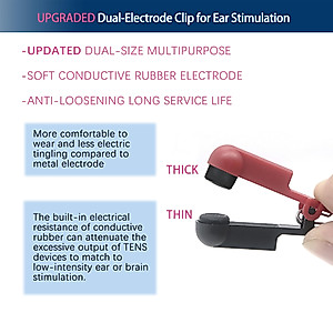 Ear Clip Electrode Wire for TENS Vagus Stim and CES Device, Double Side Soft Silicone Black