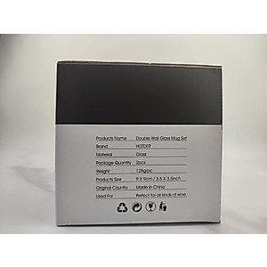 hotder Double Wall Insulated Glasses 8.5 Ounces-Clear Glass Coffee Cups,Clear Coffee Mugs … (2 PACK)