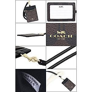 COACH Women's Outlet Card Case Embossed Pattern Lanyard Id Identification Cases, One Size, Brown/Black