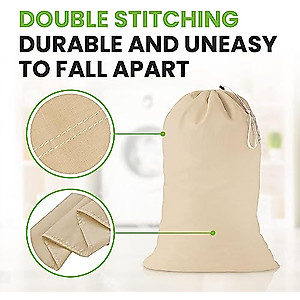 Cotton Bag Drawstring - 6 Pack, Canvas Bags 18'' X 18'' inch - Machine Washable Cotton Fabric - Storage Sack for Dirty Clothes, Basket Liner, Hamper Bag, Liner Replacement, delicates, Sleeping Bag, Reusable Travel Dorm and Basket Closure