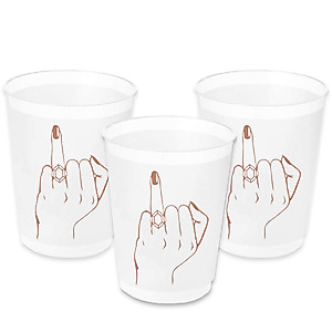 Bachelorette Party Cups - Rose Gold Ring Finger Cups, 16 Count, 16 Oz. - Bridal Shower, Engagement Party Decoration and Bride To Be Gift